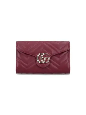 Gucci Wallet With Chain "gg Marmont - Red