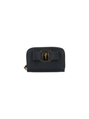 FERRAGAMO Fiocco Vara' Business Card Holder - Black