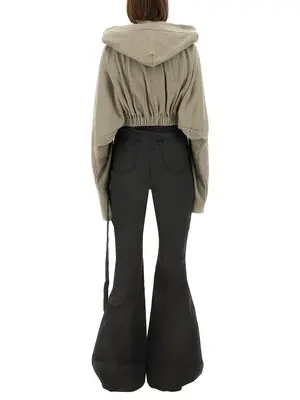 Rick Owens Cropped Hooded Tunic Sweatshirt - Grey