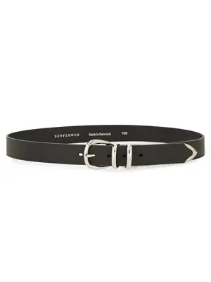 SUNFLOWER Leather Belt - Black