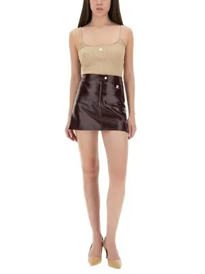 COURREGES Vinyl Mini Skirt 'reedition - Bordeaux