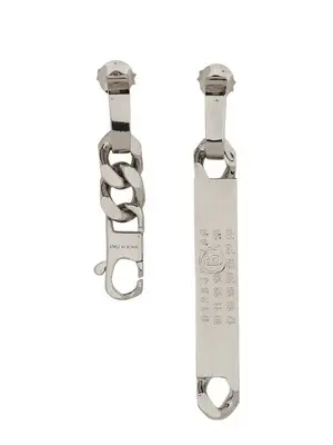 MAISON MARGIELA Mismatched Chain Earrings - Silver