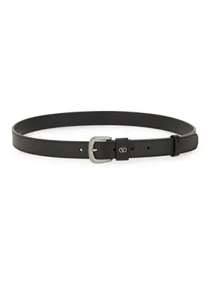 Valentino Garavani Vlogo Signature Leather Belt - Black