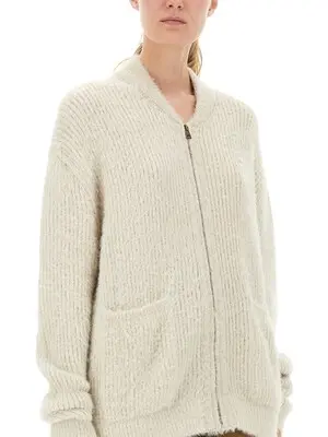 UMA WANG Wool Blend Zip Up Cardigan