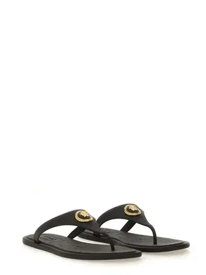 Versace Thong Sandals - Black