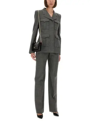 Alexander McQueen Wool Straight Leg Pants - Grey