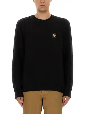 Belstaff Jersey With Logo Patch - Black