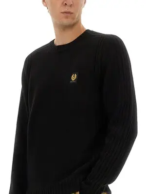 Belstaff Jersey With Logo Patch - Black