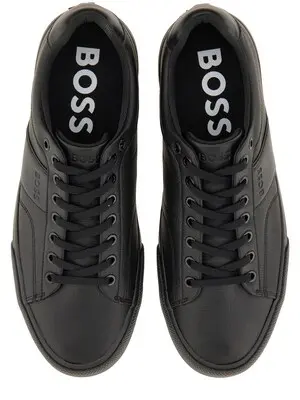 BOSS Leather Low Top Sneaker - Black