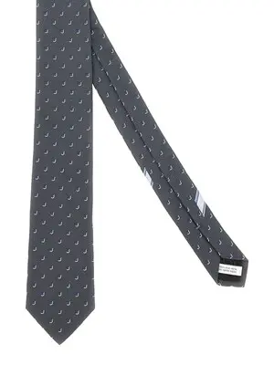 FERRAGAMO Jacquard Gancini Neck Tie - Grey