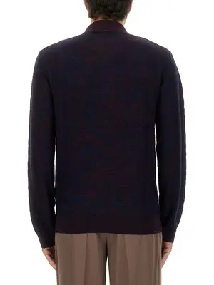 Etro Long-sleeved Polo Shirt - Blue