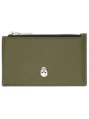 Alexander McQueen Card Holder "skull - Brown