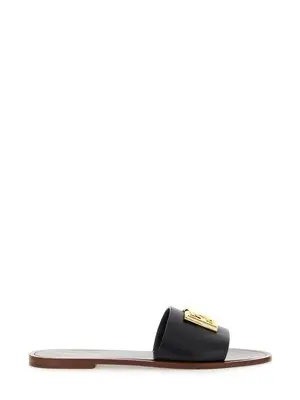 Dolce & Gabbana Leather Slide Sandal - Black