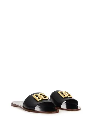 Dolce & Gabbana Leather Slide Sandal - Black