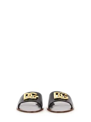 Dolce & Gabbana Leather Slide Sandal - Black