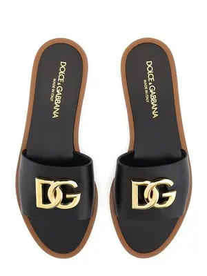 Dolce & Gabbana Leather Slide Sandal - Black
