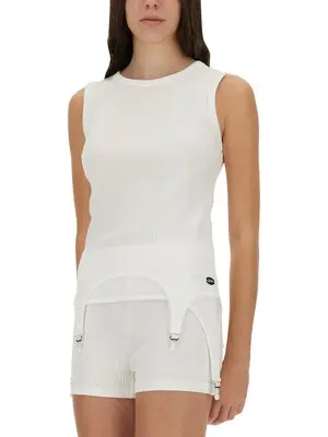 Jean Paul Gaultier Top With Garter Detail - White