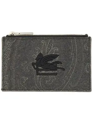 Etro Card Holder "arnica" With Pegasus - Black