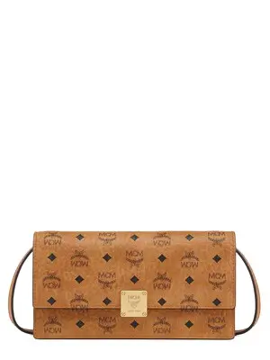 Mcm Aren" Wallet With Shoulder Strap - Buff