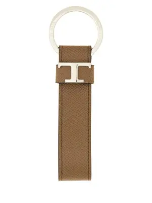TOD'S T Timeless Leather Keychain - Brown