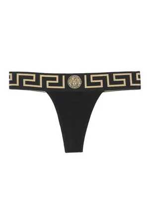 Versace Thong With Greek - Black
