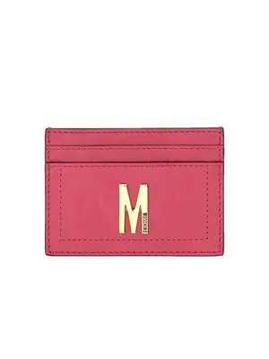 Moschino Card Holder With Gold Plaque - Bordeaux
