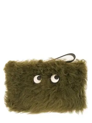 ANYA HINDMARCH Shearling Eyes Clutch - Green