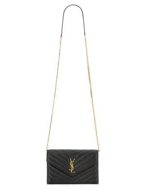Saint Laurent Envelope Cassandre" Wallet With Chain - Black