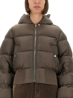 Rick Owens Down Jacket With Hood - Brown
