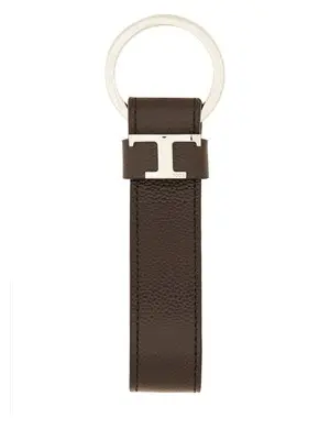 TOD'S T Timeless Logo Keychain - Brown