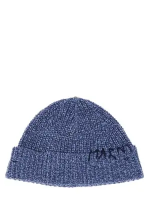 Marni Beanie Hat With Embroidery - Blue