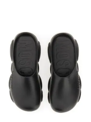 Moschino Rubber Teddy Sole Mules - Black