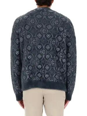 Casablanca Monogram Fluffy Cardigan - Grey