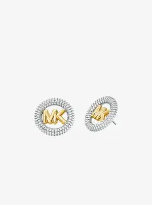 Michael Kors Medium Pavé Logo Stud Earrings - Silver