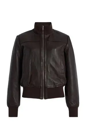 THE FRANKIE SHOP Tobias Leather Jacket - Brown