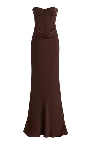 ROTATE BY BIRGER CHRISTENSEN Strapless Satin Maxi Gown
