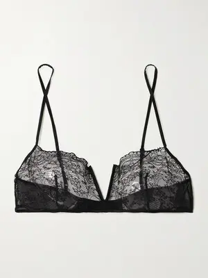 Kiki De Montparnasse La Follie Lace Underwired Bandeau Bra - Black