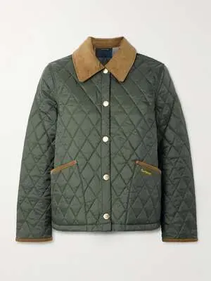 Barbour Liddesdale Corduroy-trimmed Quilted Jacket - Dark Green