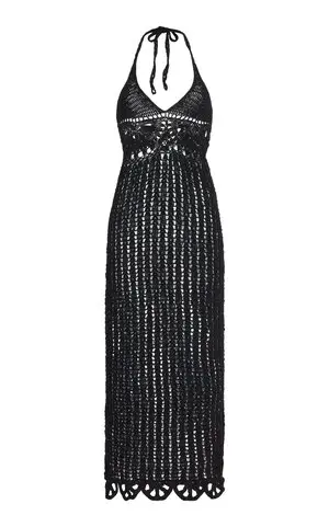 Akoia Swim Crocheted Cotton Midi Dress - Black