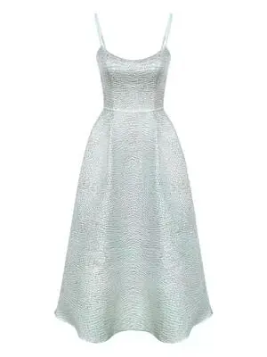 POST MERIDIEM Jacquard Fitted Corset Midi Dress