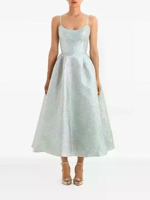 POST MERIDIEM Jacquard Fitted Corset Midi Dress