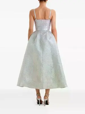 POST MERIDIEM Jacquard Fitted Corset Midi Dress