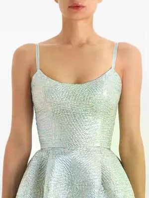 POST MERIDIEM Jacquard Fitted Corset Midi Dress