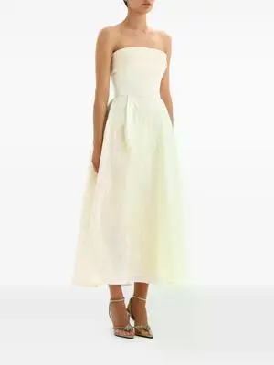 POST MERIDIEM Jacquard Satin-turnup Midi Dress - Neutrals