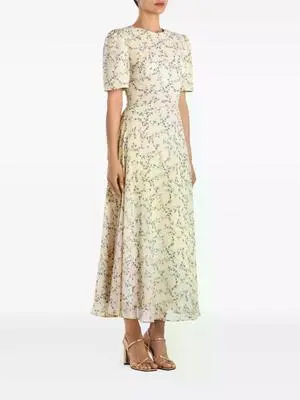 POST MERIDIEM Floral Print Midi Dress - Neutrals