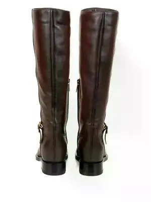Santoni Buckle Leather Knee High Boots