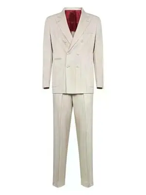 Brunello Cucinelli Peak-lapel Striped Suit - Neutrals