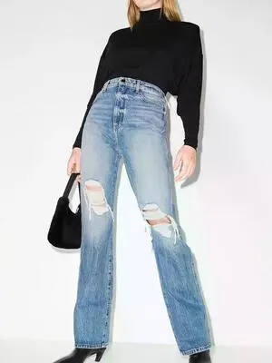 Khaite Danielle High-waisted Distressed Jeans - Blue