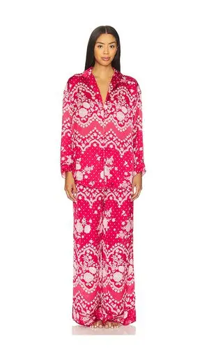 Free People Free People X Intimately Dreamy Days Pajama Set In Cherry Combo In Red. Cherry Combo