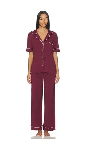 Eberjey Gisele Pant Pj Set In Wine - Bordeaux & Ivory